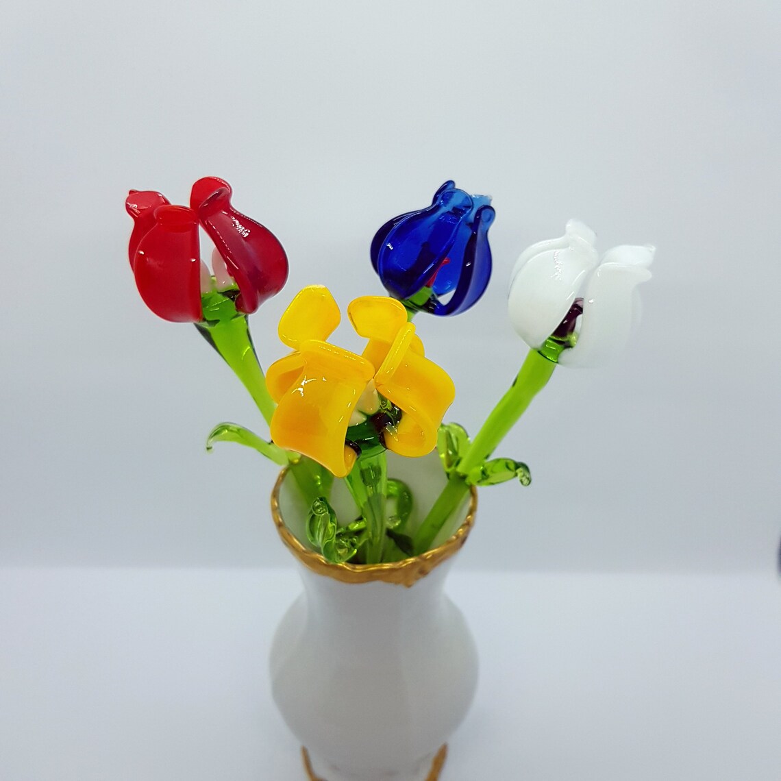 Glass Roses Figurines Hand Blown Glass Roses Flowers Hand - Etsy