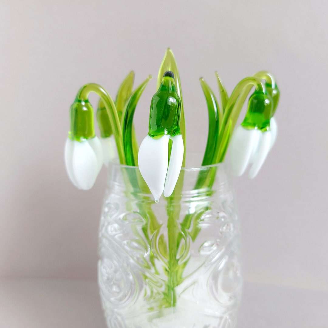 Lampwork Glass Snowdrop Flower Figurine - Spring Decor - Etsy