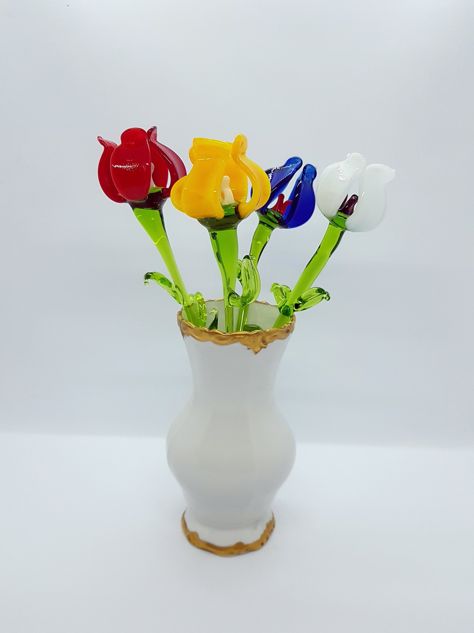 Glass Roses Figurines Hand Blown Glass Roses Flowers Hand - Etsy