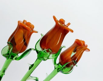Long Stem Glass Roses - Etsy