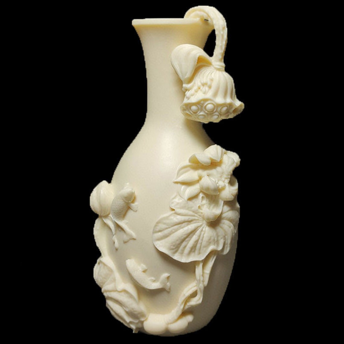 Carving flower Ivory fruit vase nice retro handmade handicraft | Etsy