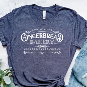 Gingerbread Bakery Tee, Christmas Shirt, Christmas Eve Shirt, Graphic ...