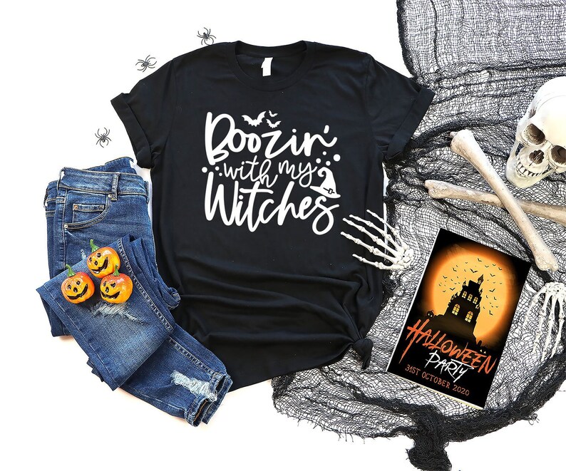 Boozin With My Witches Tshirt Drink up Witches Shirt - Etsy