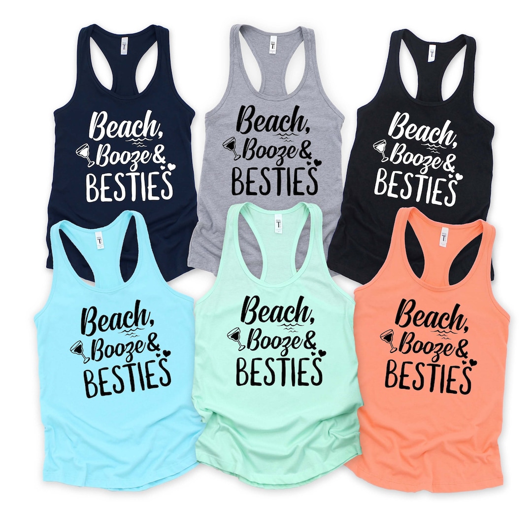 Beach Booze & Besties Racerback, Beach Vacation Tank,best Friend Tank ...