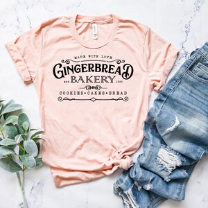 Gingerbread Bakery Tee, Christmas Shirt, Christmas Eve Shirt, Graphic ...