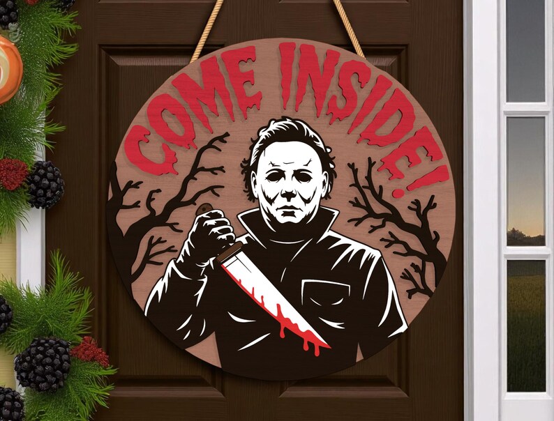 Creepy Welcome Sign SVG, Halloween Door Sign Laser Cut File, Horror ...