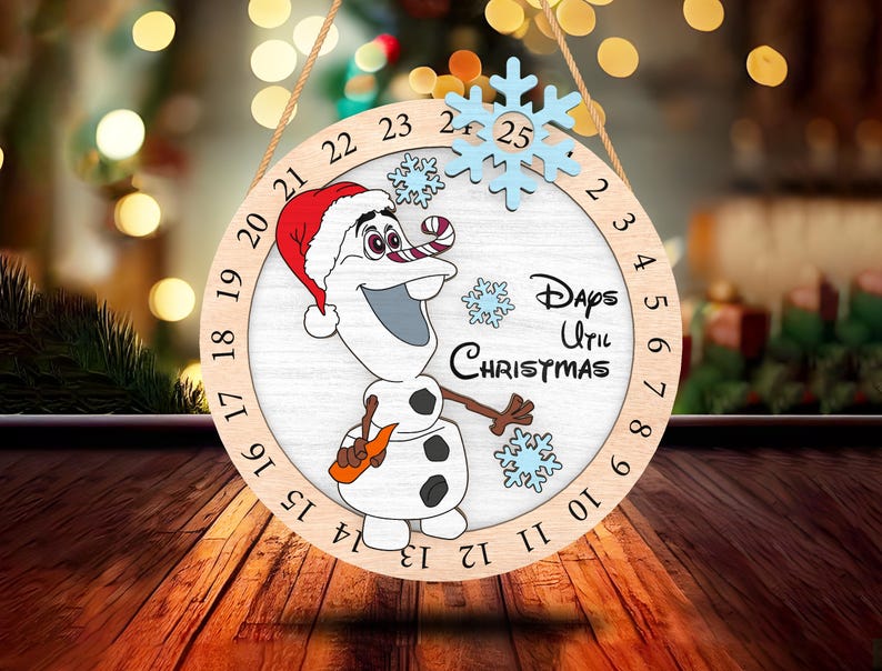 Christmas Countdown Door Sign Laser Cut File Svg, Round Door Hanger Svg ...