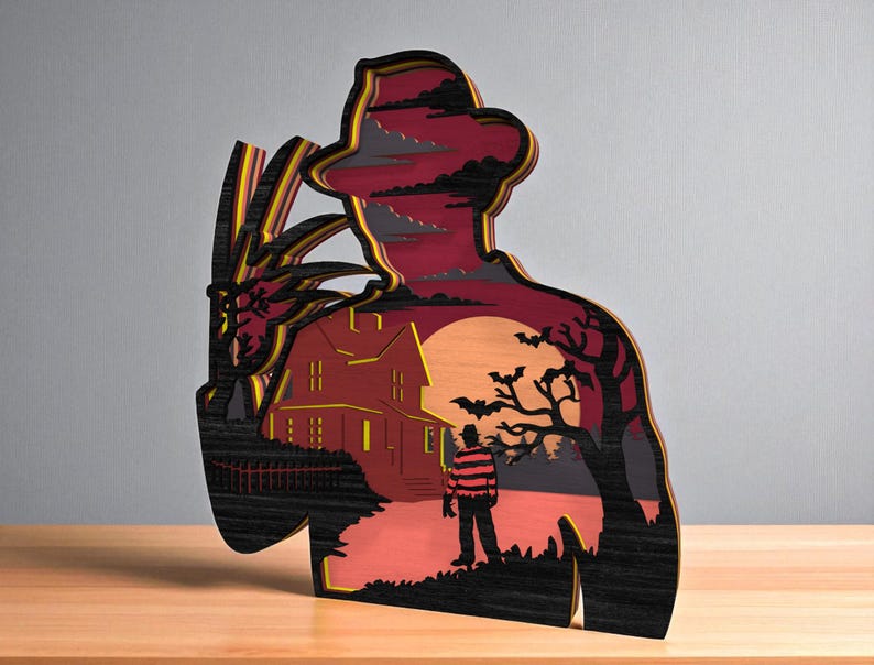 Horror Shadow Scene Laser Cut File, Spooky Haunted House Layered SVG ...