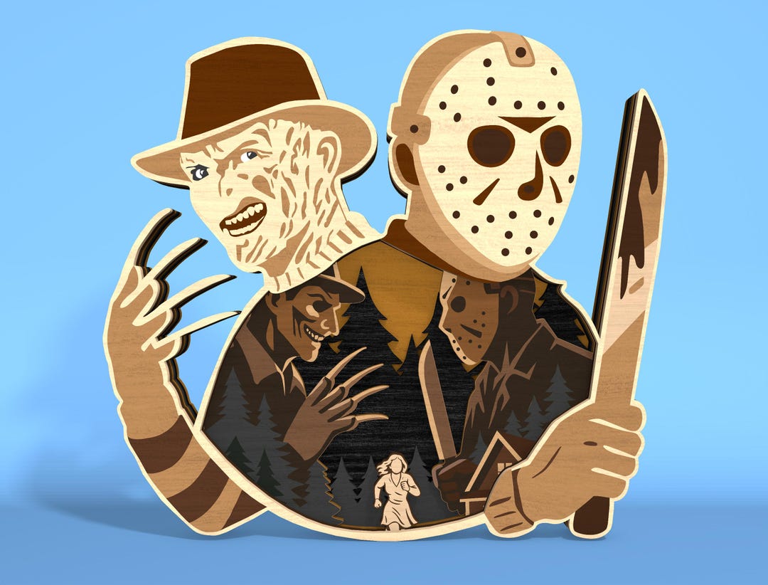 Freddy Jason Layered SVG, Horror Movie Laser Cut Wall Art, Scary ...
