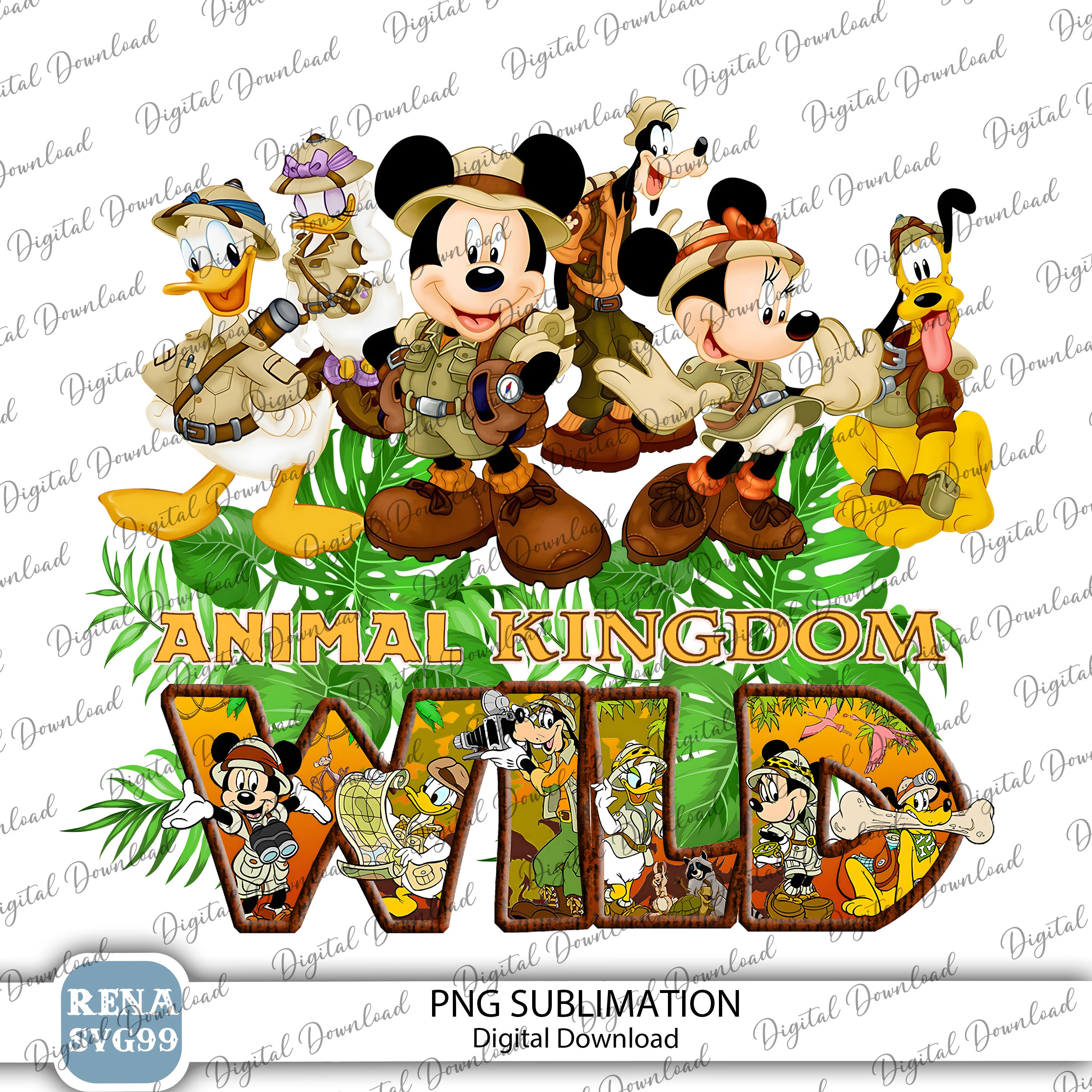 Animal Kingdom Cartoon PNG Family Vacation Png Family Trip - Etsy