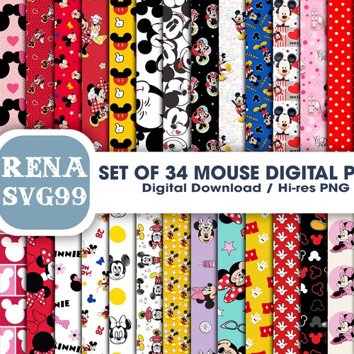 Mickey Mouse Digital Paper Scrapbook Papers Wallpaper | Etsy