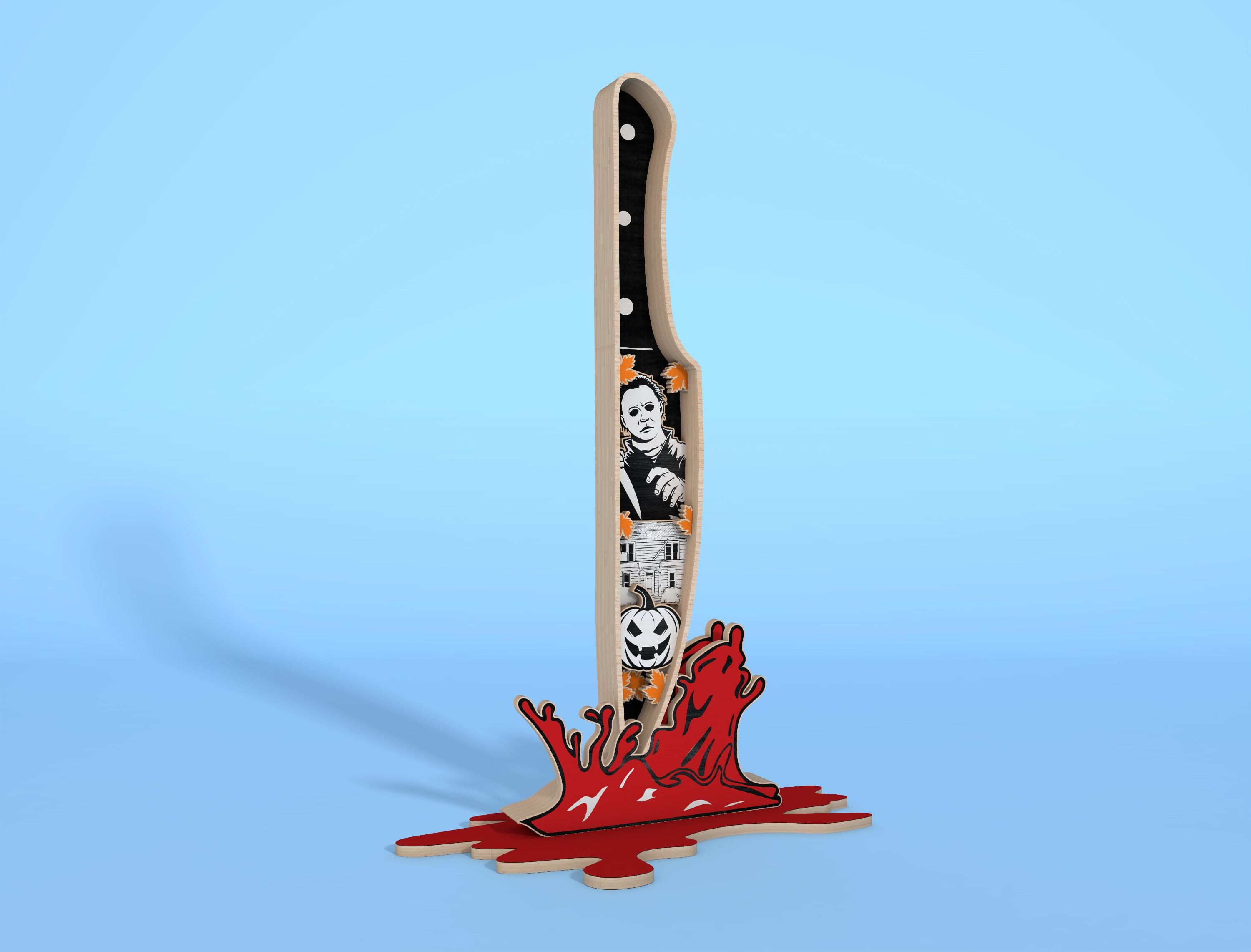 Horror Knife Standing Decor Laser Cut File Svg ,movie Horror Scene Svg ...