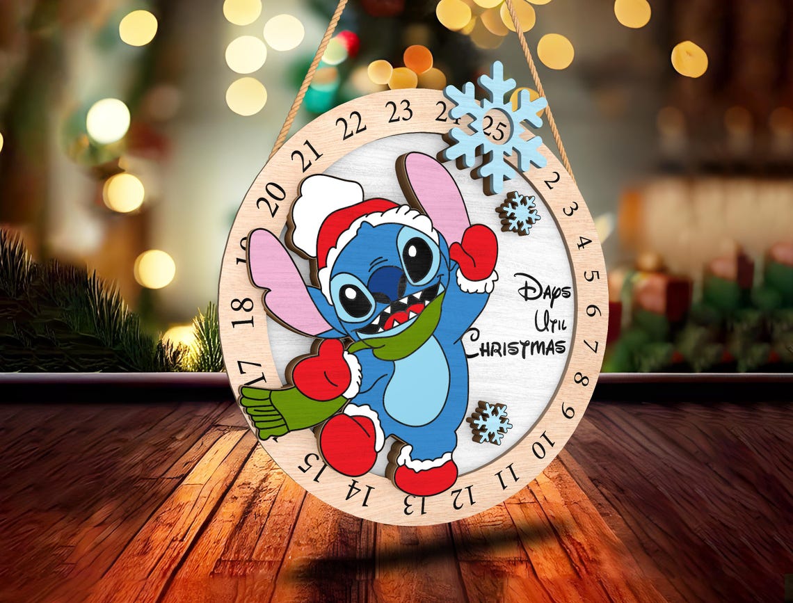 Christmas Countdown Door Sign Laser Cut File Svg, Round Door Hanger Svg ...