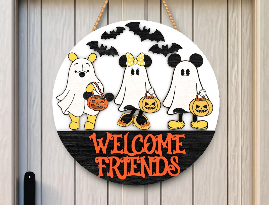 Ghost Halloween Welcome Door Sign SVG, Cute Laser Cut File for Wood ...