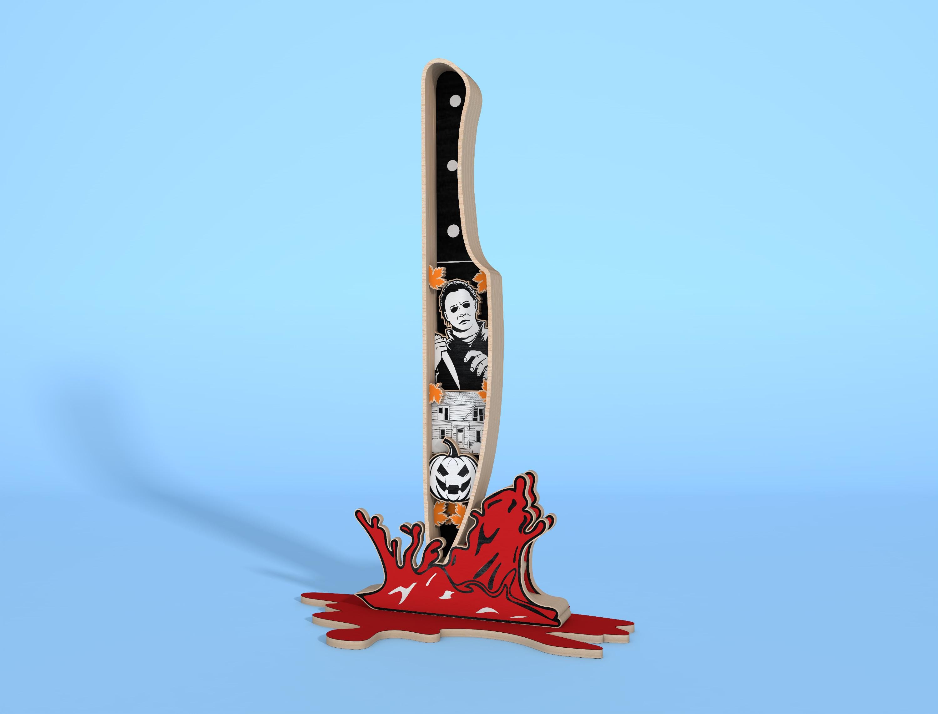Horror Knife Standing Decor Laser Cut File Svg ,movie Horror Scene Svg ...