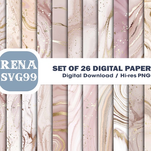 Pink and Gold Marble Digital Paper Seamless Marble Textures - Etsy