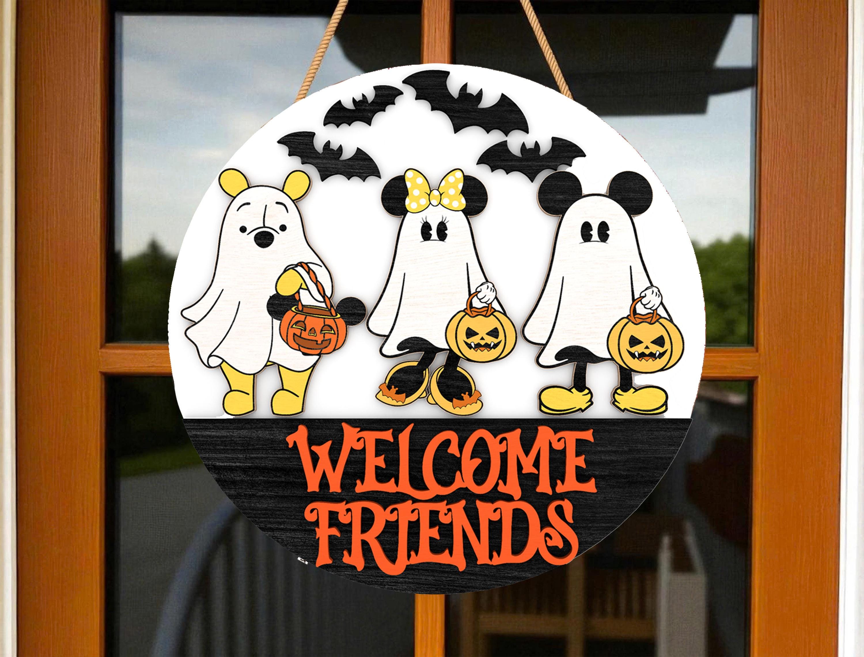 Ghost Halloween Welcome Door Sign SVG, Cute Laser Cut File for Wood ...