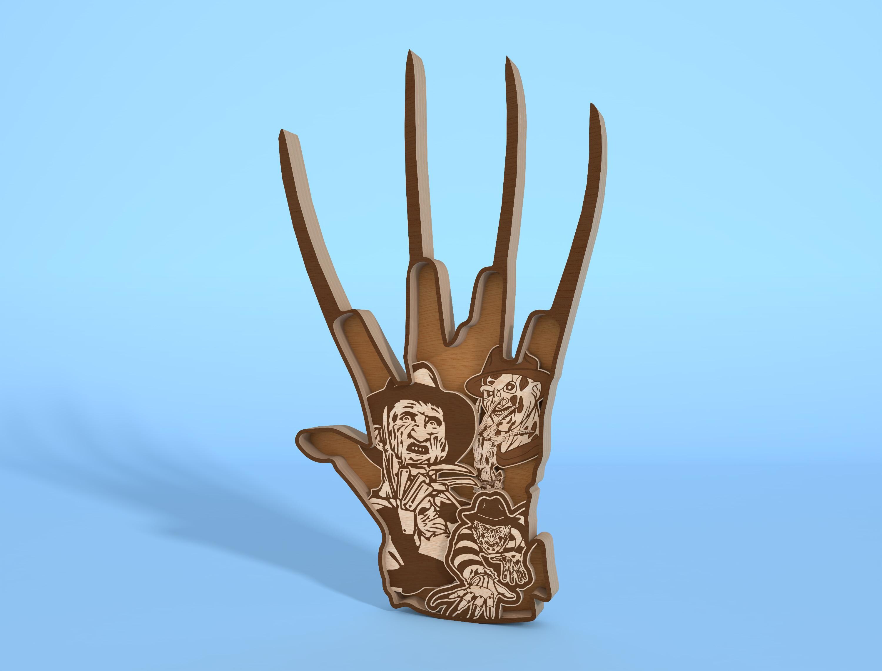 3D Multilayer Horror Laser Cut File Svg, Horror Glove Layer Wood Sign ...