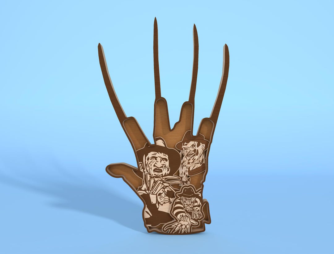 3D Multilayer Horror Laser Cut File Svg, Horror Glove Layer Wood Sign ...