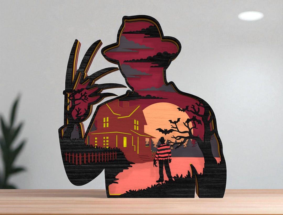 Horror Shadow Scene Laser Cut File, Spooky Haunted House Layered SVG ...