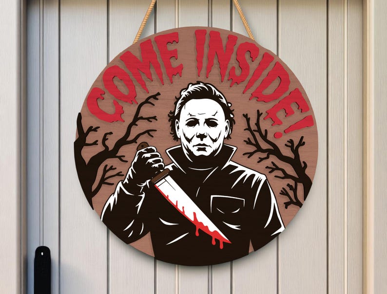 Creepy Welcome Sign SVG, Halloween Door Sign Laser Cut File, Horror ...