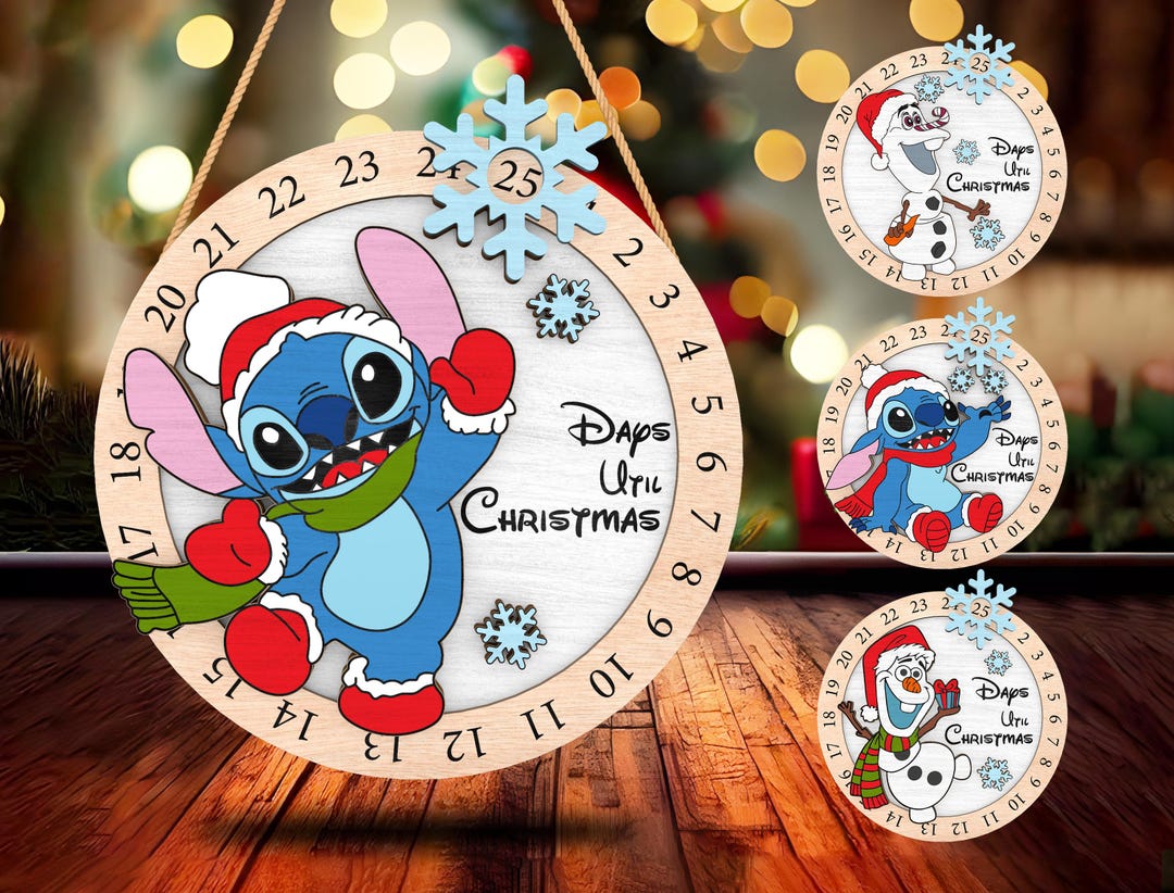 Christmas Countdown Door Sign Laser Cut File Svg, Round Door Hanger Svg ...