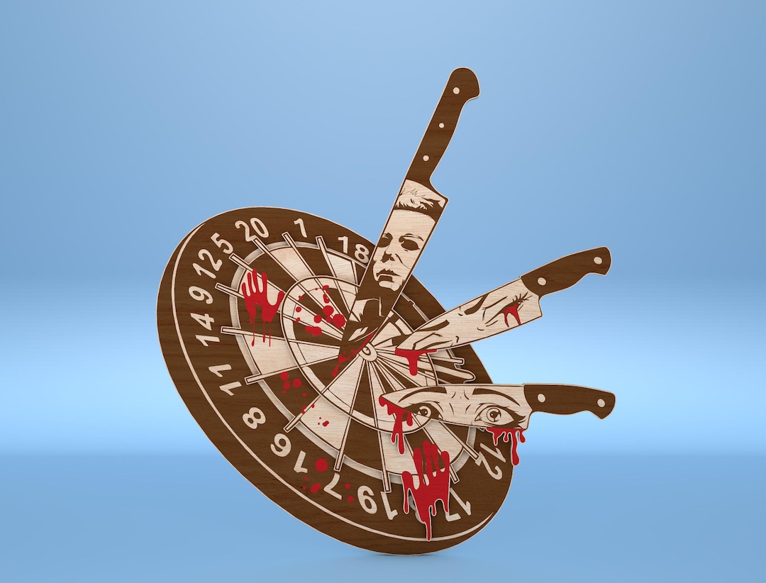 Halloween Dart Board Wood Sign Laser Cut File Svg,movie Horror Knife ...