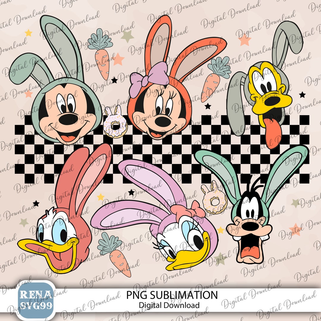 Retro Happy Easter Day Png, Cartoon Bunny Easter Sublimation ,happy ...