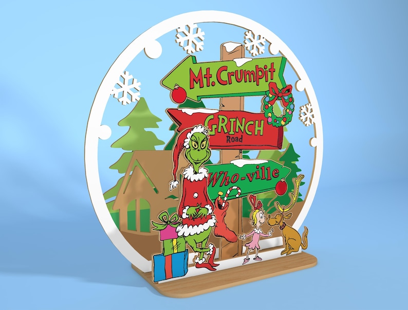 Cartoon Christmas Standing Laser Cut File Svg, Merry Grinchmas Layer ...