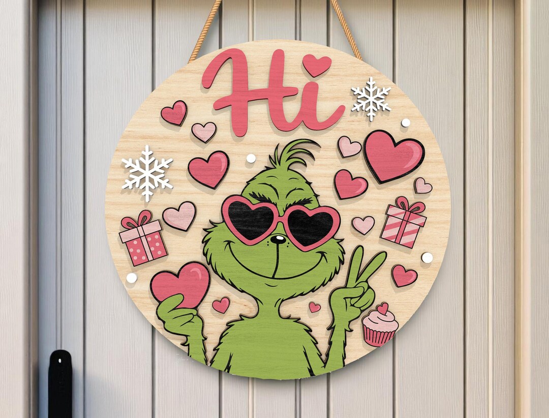 Cute Valentine Peace Sign Door Hanger SVG, Heart Wooden Sign Laser Cut ...