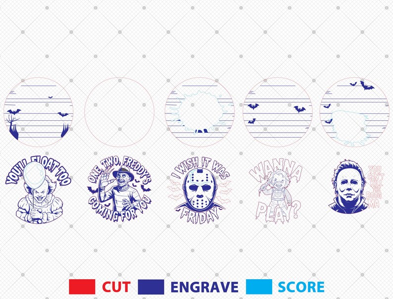 Halloween Horror Door Sign SVG Bundle, Creepy Masked Villain Laser Cut ...