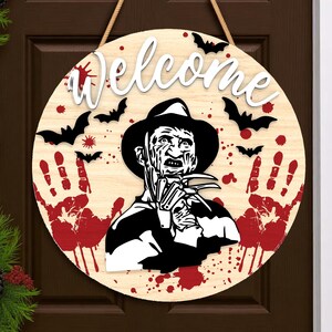 Scary Welcome Sign SVG for Halloween, 3mm Laser Cut Horror Round Door ...