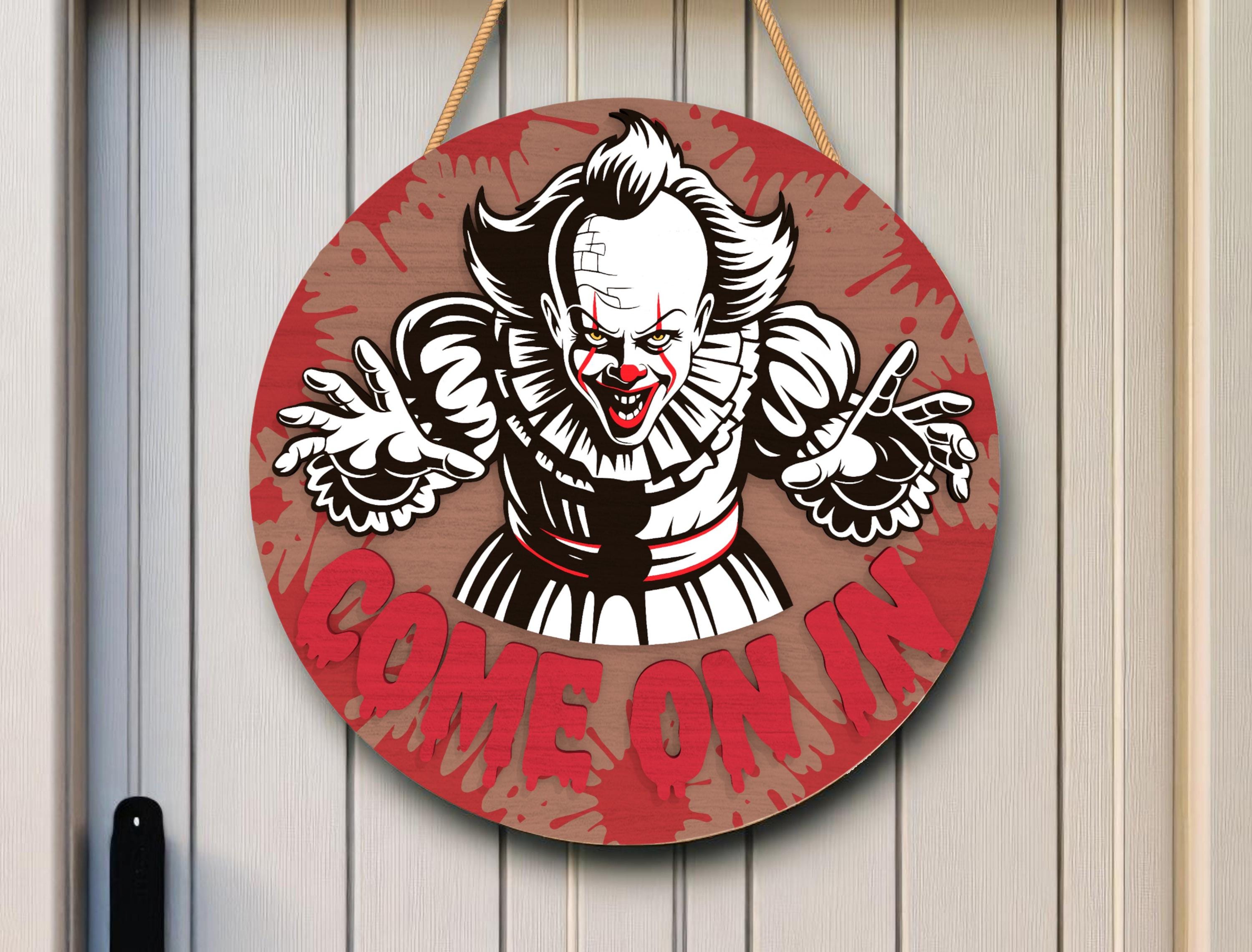 Creepy Clown Door Sign SVG Laser Cut File, Halloween Horror Welcome ...