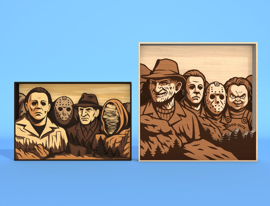 Horror Movie Wall Art SVG, Scary Faces Layered Wood Cut File, Halloween ...
