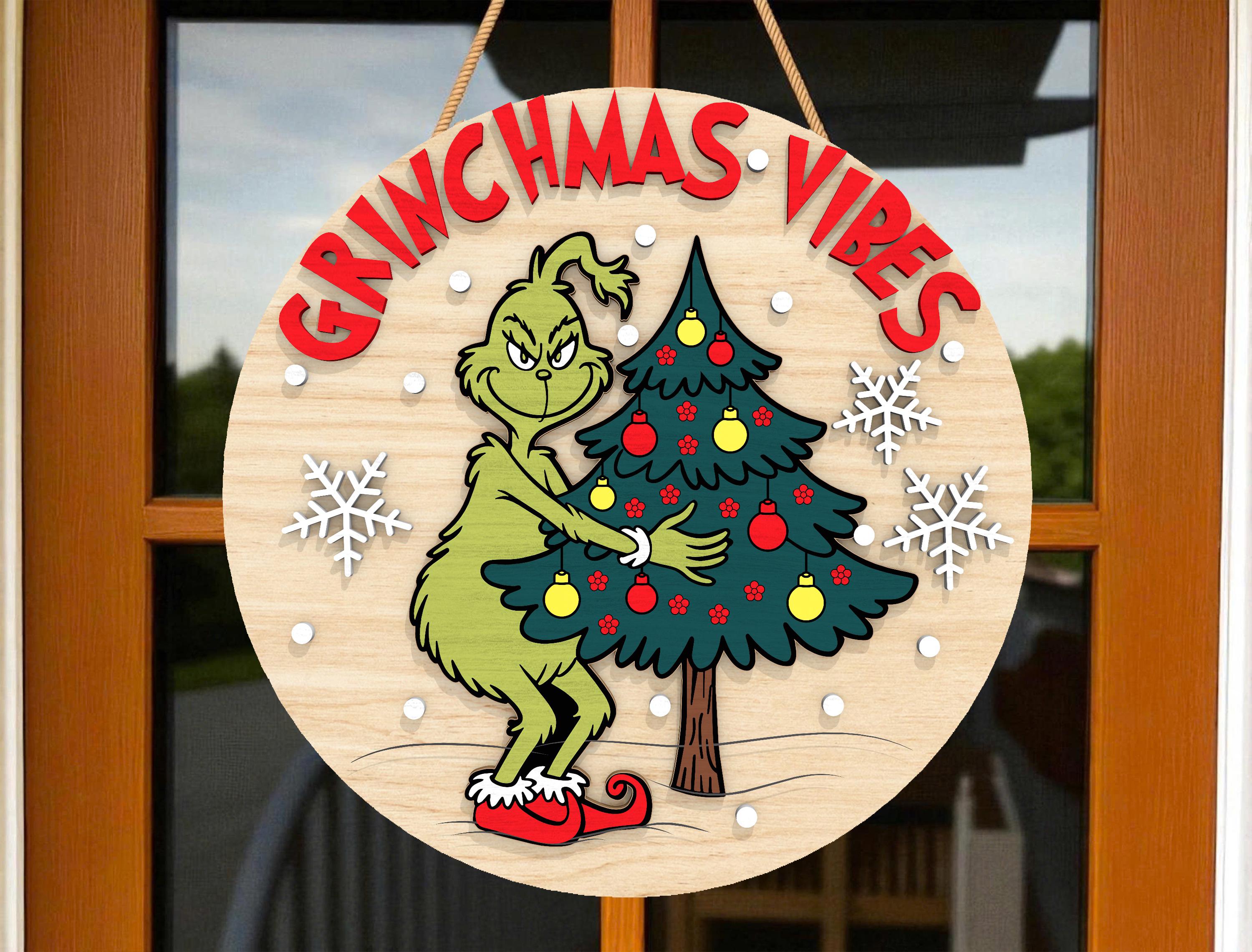 Funny Christmas Tree Hugger Sign SVG, Holiday Wood Round Cut File ...