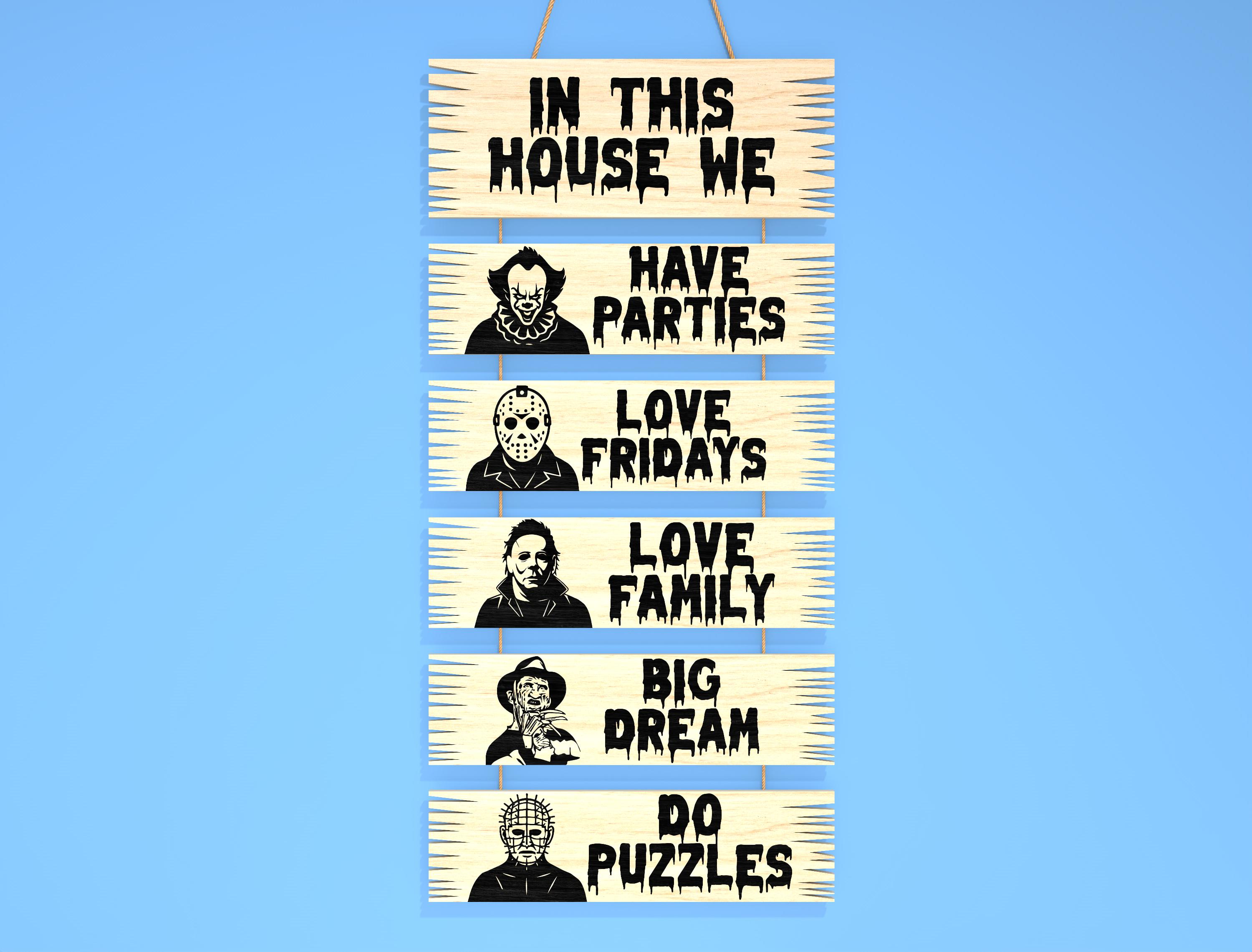 Funny Horror House Rules SVG, Scary Wall Sign Laser Cut File, Halloween ...