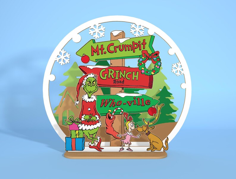 Cartoon Christmas Standing Laser Cut File Svg, Merry Grinchmas Layer ...