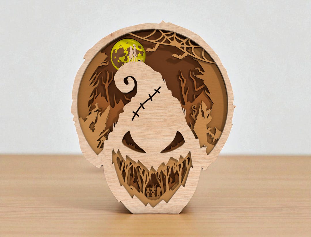 Halloween Skull Shadow Box SVG File | Layered 3D Wooden Scene Laser Cut ...