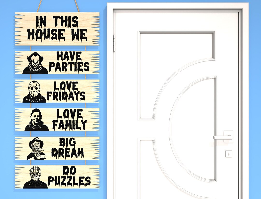 Funny Horror House Rules SVG, Scary Wall Sign Laser Cut File, Halloween ...