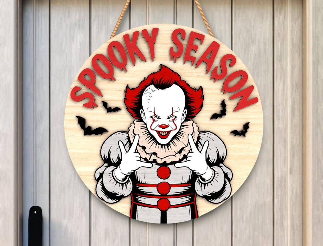 Spooky Season Laser Cut Sign SVG, Halloween Horror Door Hanger, Creepy ...