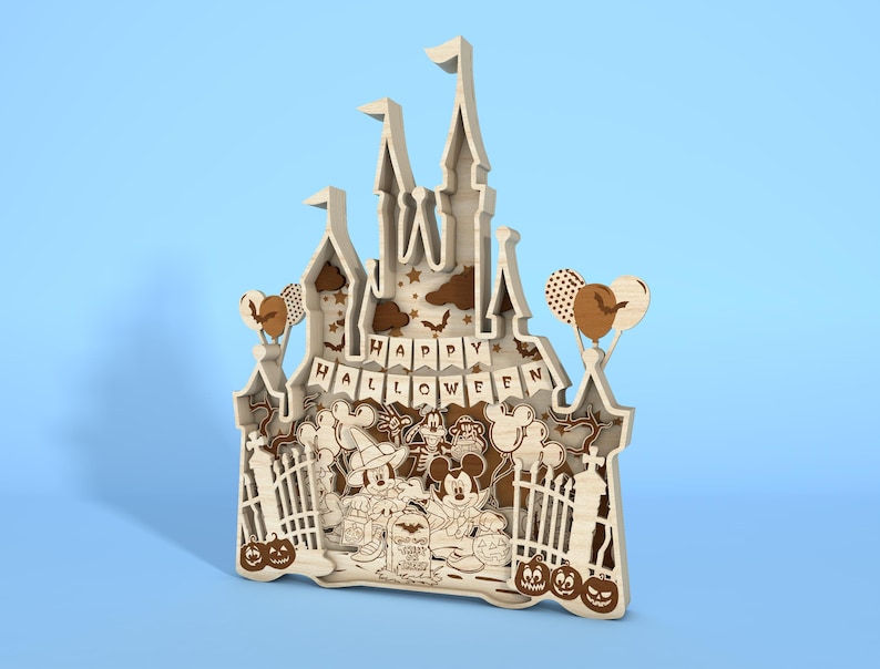 Castle Standing Layer Wood Svg, Multilayer Happy Halloween Laser Cut ...