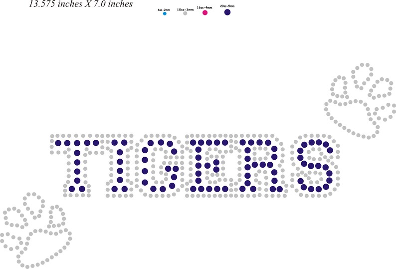 Rhinestone Template Design Sparkly Tiger Mascot Digital - Etsy