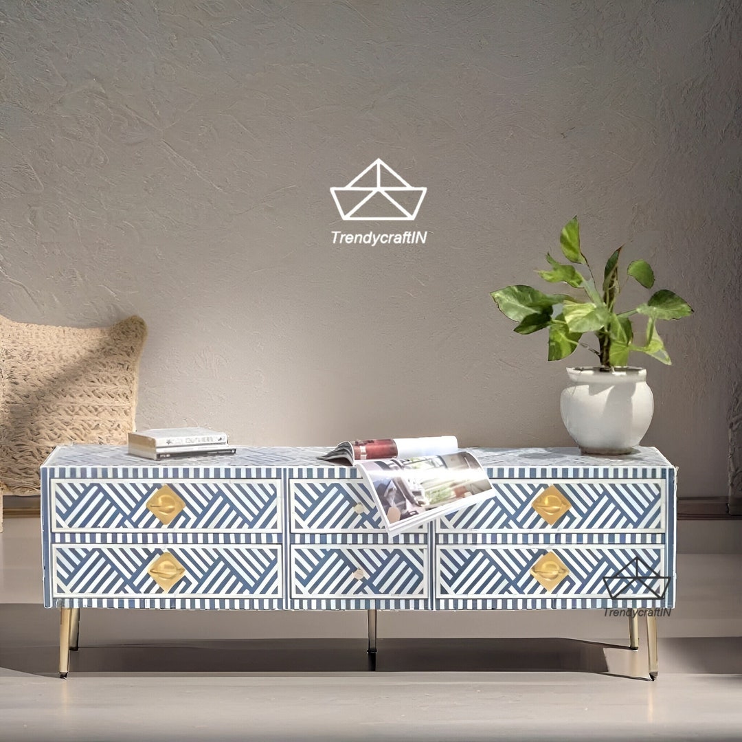 Bone Inlay Optical Design Media Console, Bone Inlay Tv Cabinet Unit ...