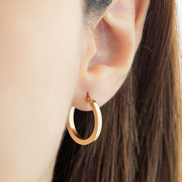 Solid 14k Gold Hoops - Etsy