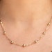 14K Solid Gold Bead Station Chain Necklace, Real Gold Paperclip Ball ...