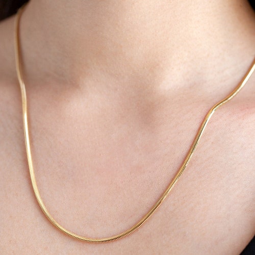 3mm Round Snake Chain Necklace 14k Solid Yellow Gold Round - Etsy