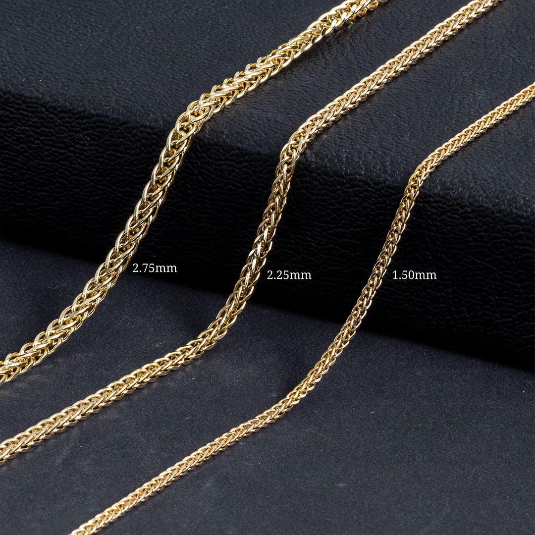 14K Yellow Gold Fox Tail Necklace/ Gold Palma Necklace Chain/ 55cm ...