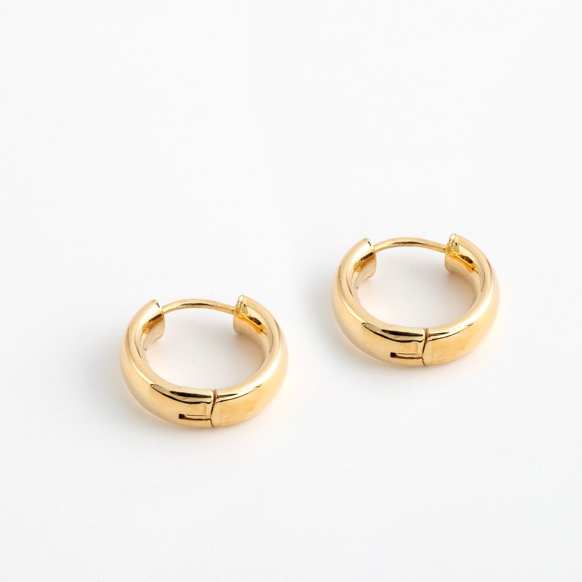 14K Solid Gold Hoop Earrings Diameter 16mm 5mm Thick Bold - Etsy