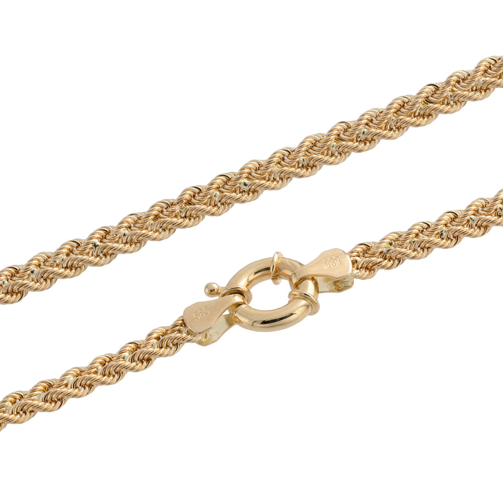 14K Solid Gold Double Row Rope Chain, Gold Two Rope Chain Necklace ...