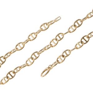14k Solid Gold Mariner Bracelet, Real Yellow Gold Puffy Mariner Link ...